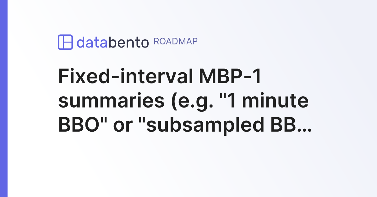 Fixed-interval MBP-1 summaries (e.g. "1 minute BBO" or "subsampled BBO")